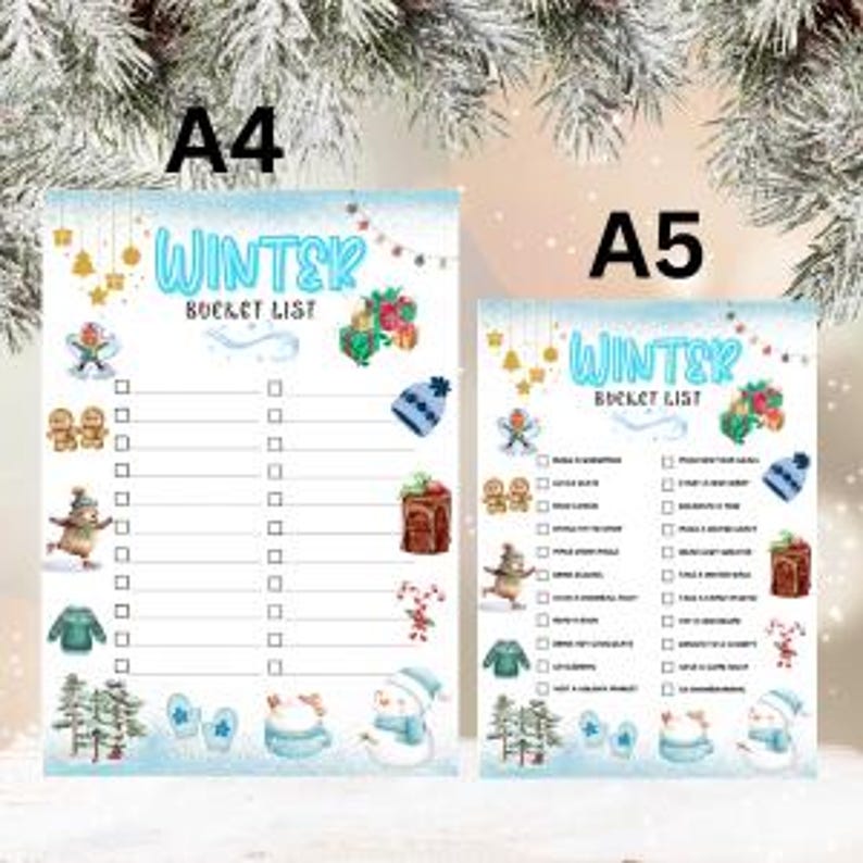 Winter Bucket List Printable: Editable Checklist Template (PDF Download ...