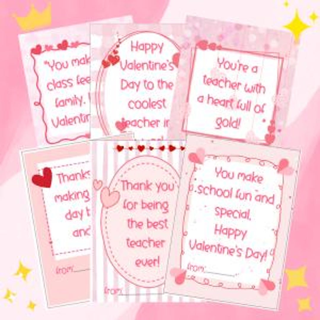 Teacher Valentine Card, Printable Digital Download Teacher Valentine's ...