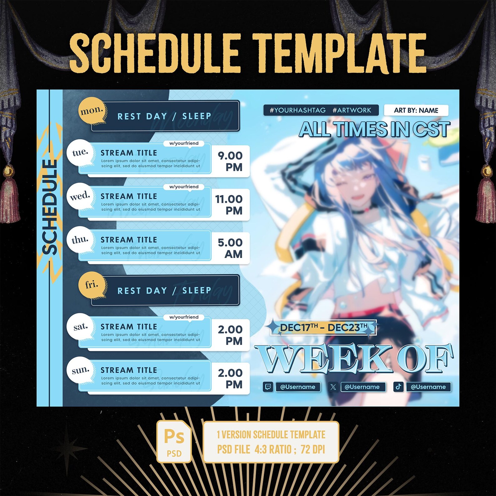 Twitch Stream Schedule | Vtuber Schedule | Weekly Schedule for ...