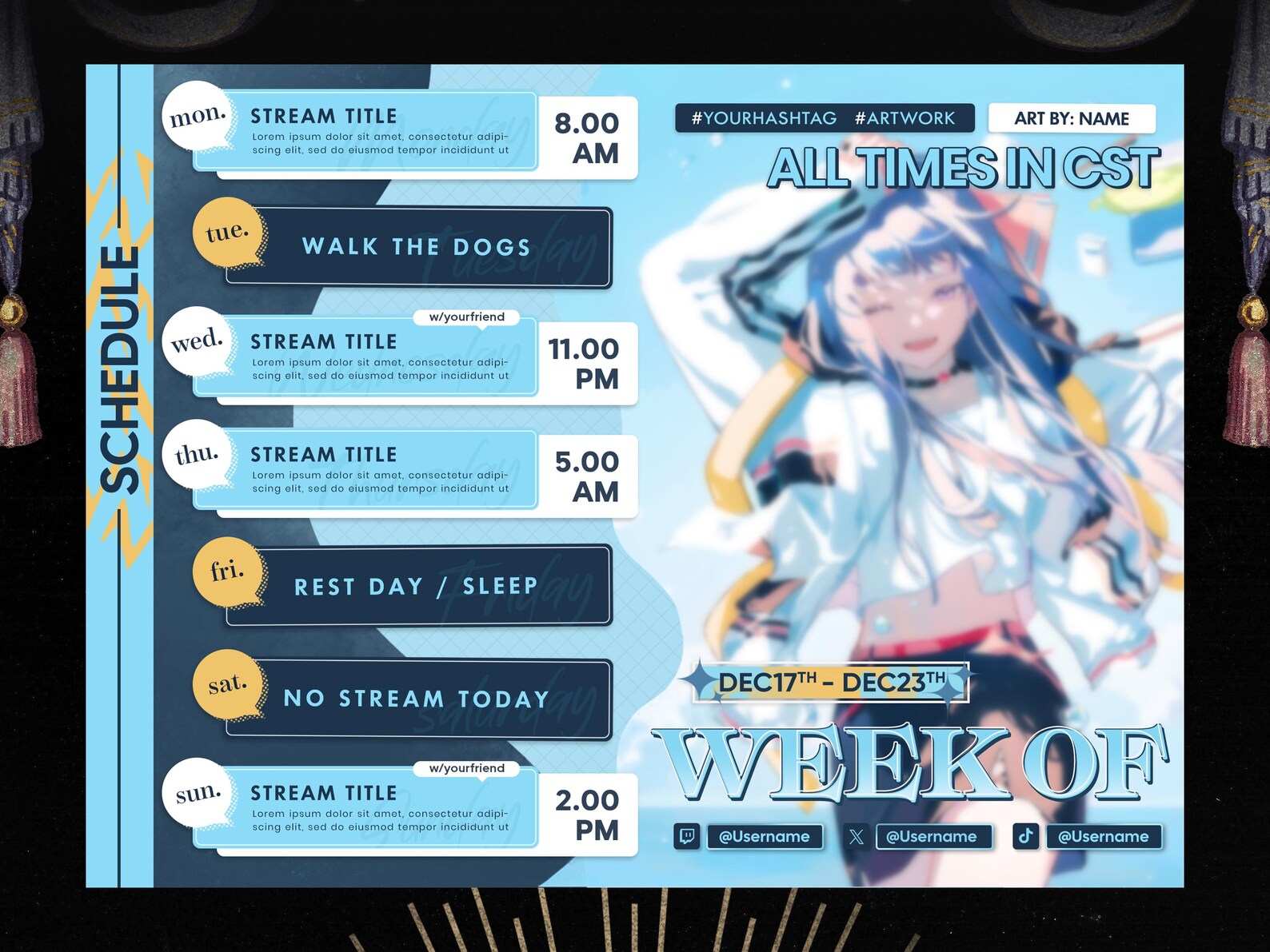 Twitch Stream Schedule | Vtuber Schedule | Weekly Schedule for ...