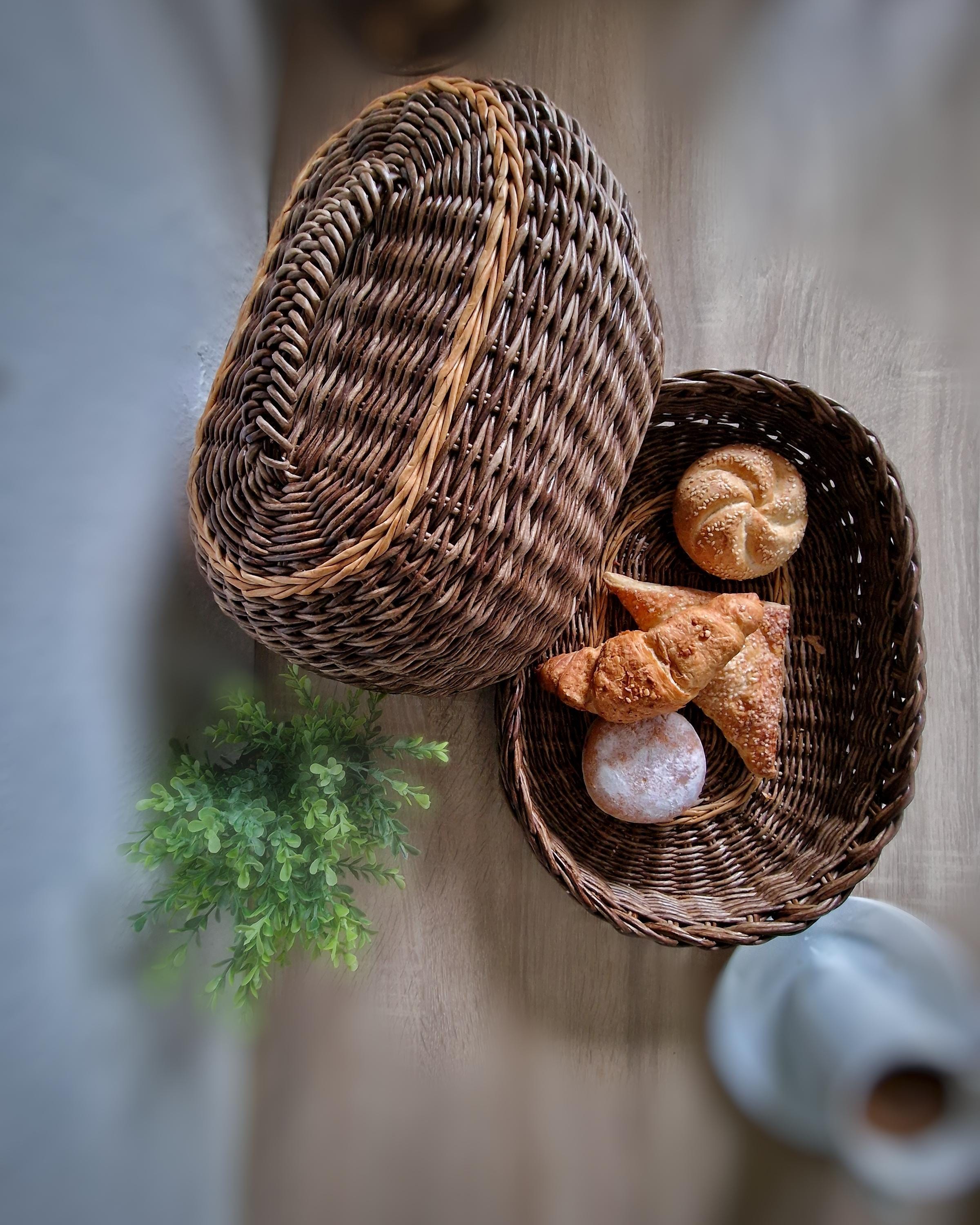 Wicker Bread Box With Lid, Large Bread Basket, Bread & Bakery Tray ...