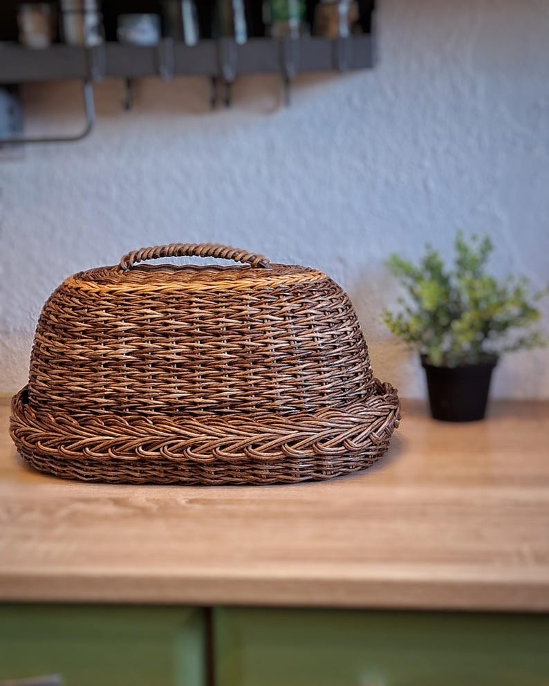 Wicker Bread Box With Lid, Large Bread Basket, Bread & Bakery Tray ...