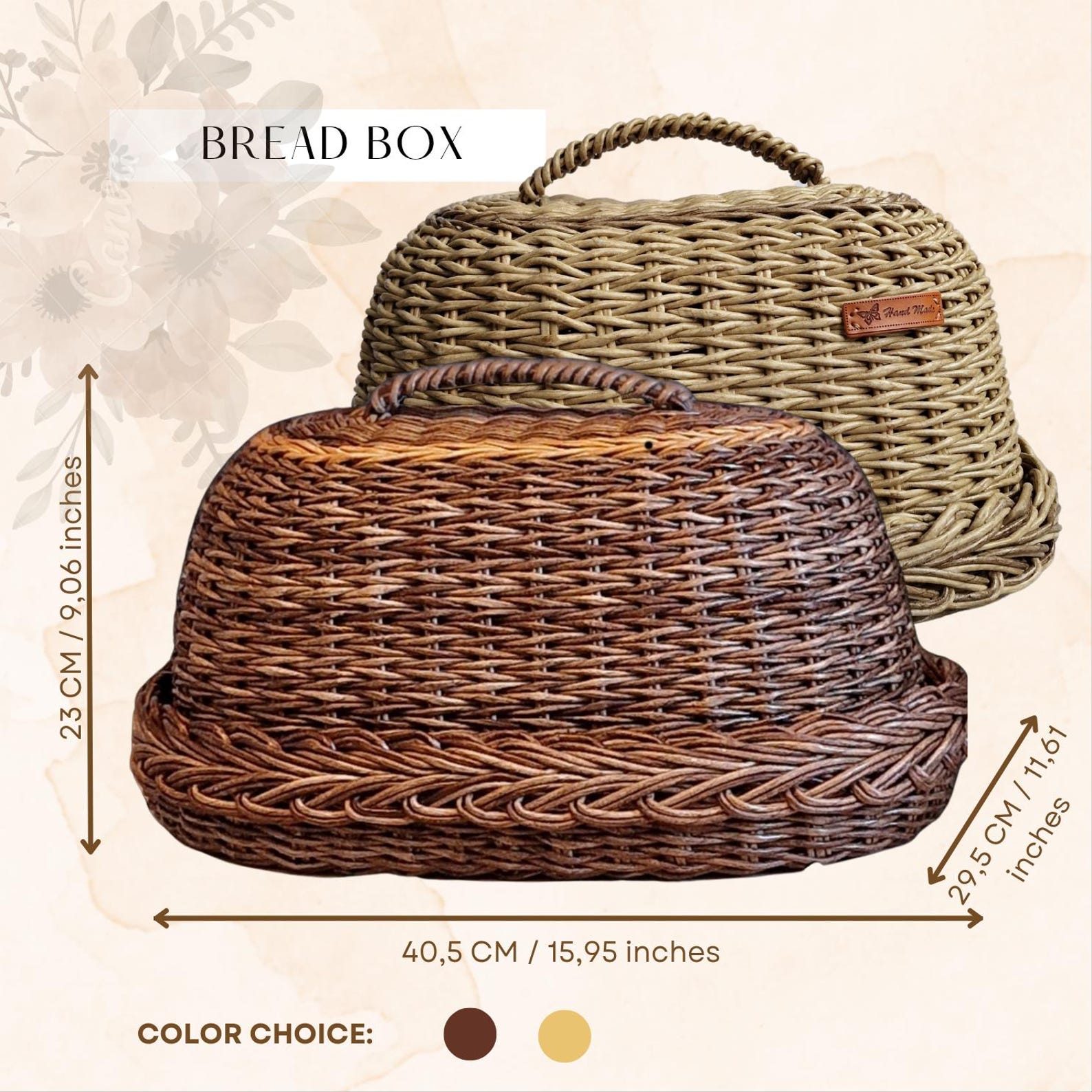 Wicker Bread Box With Lid, Large Bread Basket, Bread & Bakery Tray ...