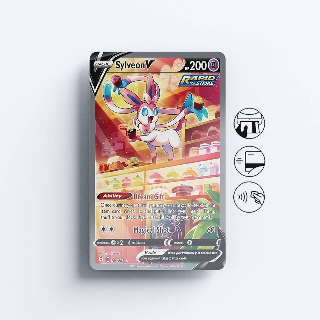 Card Skin Sylveon Full Art Pokémon Trading Card Game Cute Credit Card ...