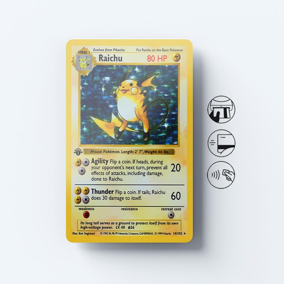 Card Skin Raichu Pokémon Base Set First Edition Trading Card Game ...