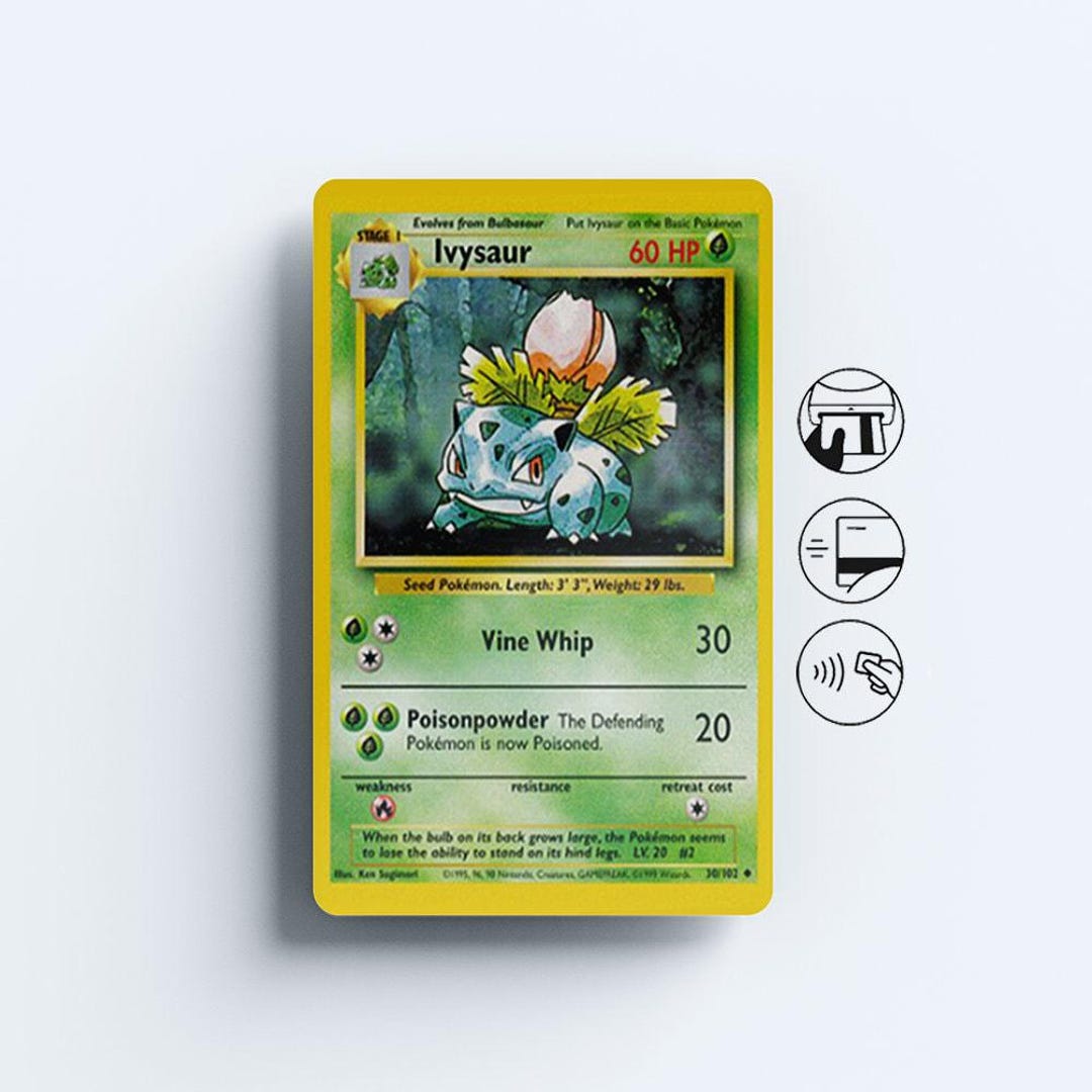 Card Skin Ivysaur Pokémon Base Set Trading Card Game Credit Card ...
