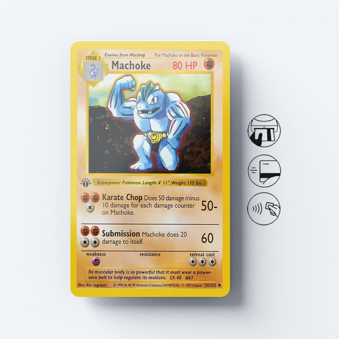 Card Skin Machoke Base Set First Edition Trading Card Game Credit Card ...