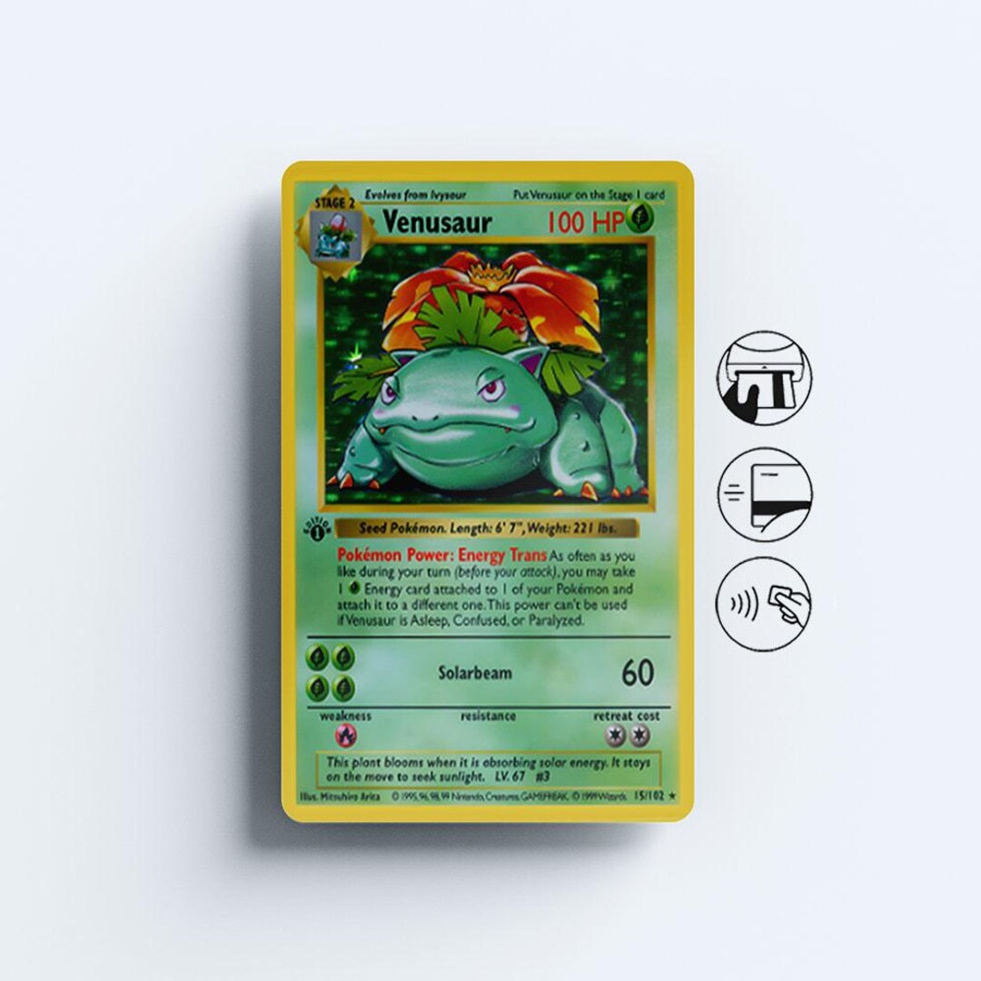 Card Skin Venusaur Pokémon Base Set Trading Card Game Credit Card ...