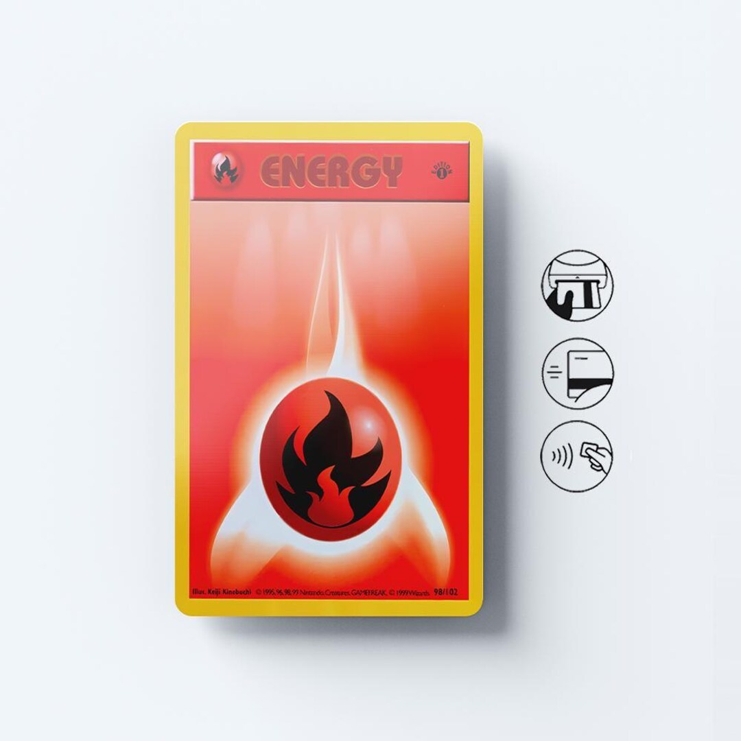 Card Skin Fire Energy Base Set First Edition Trading Card Game Credit ...