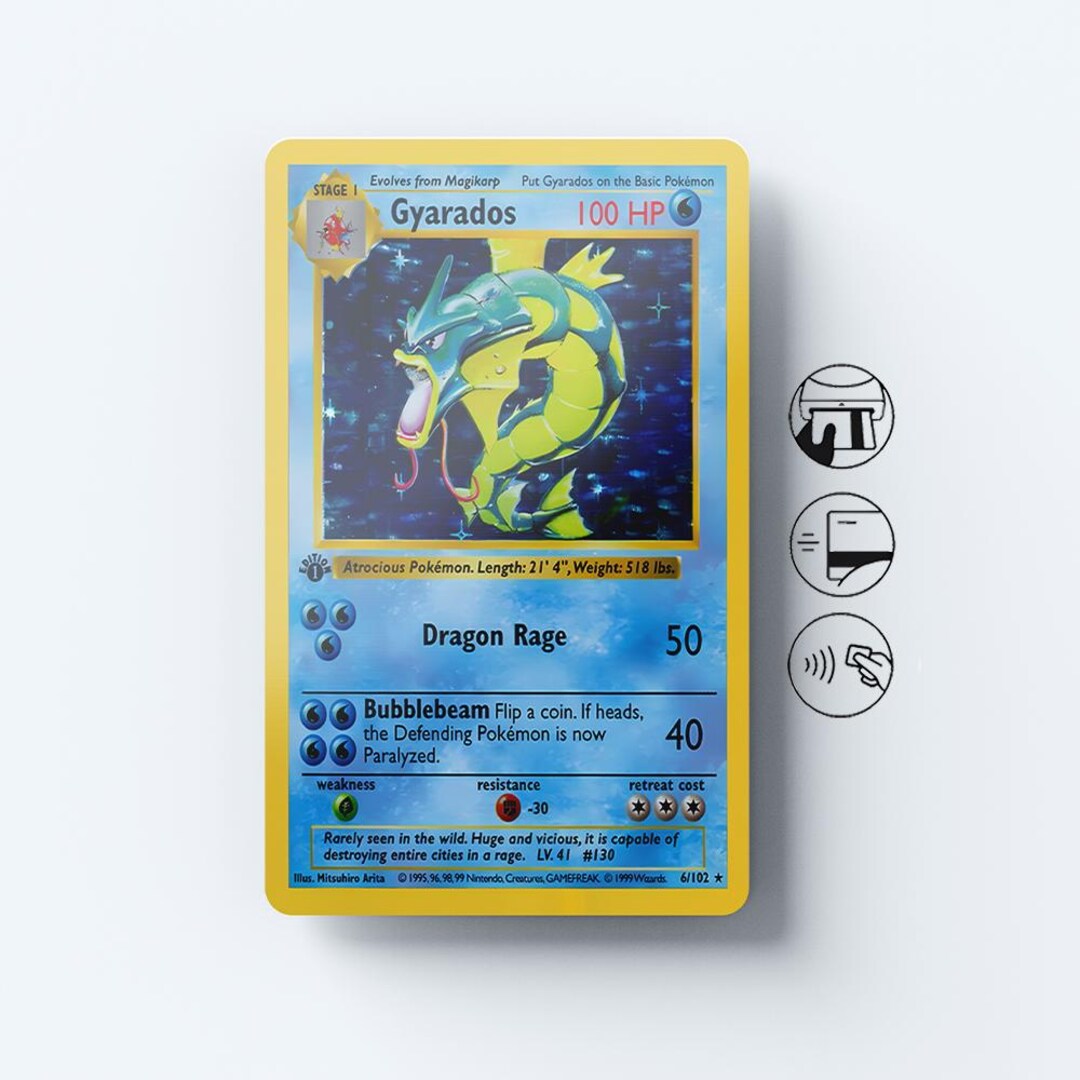 Card Skin Gyarados Base Set First Edition Trading Card Game Credit Card ...