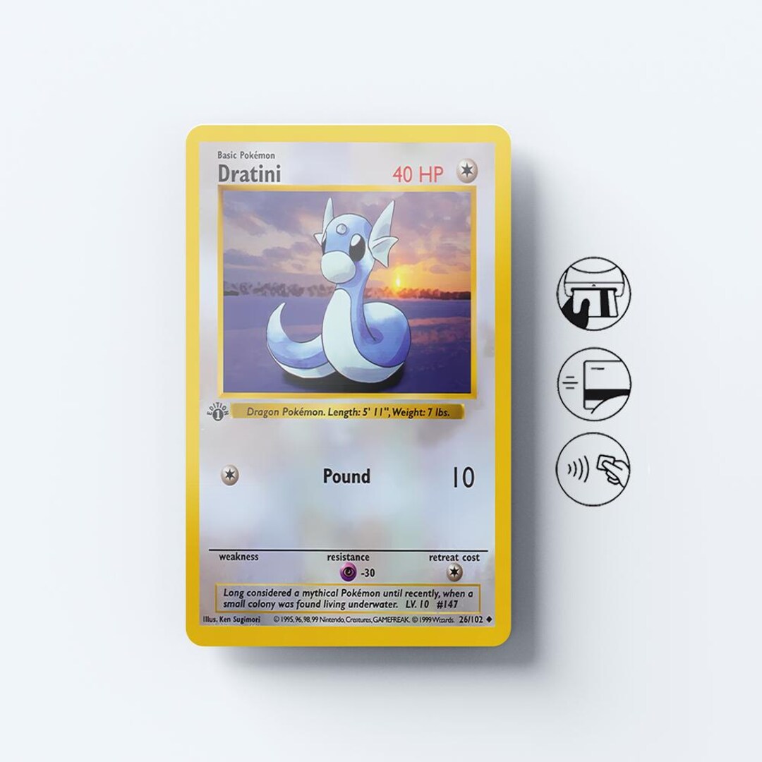 Card Skin Dratini Base Set First Edition Trading Card Game Credit Card ...