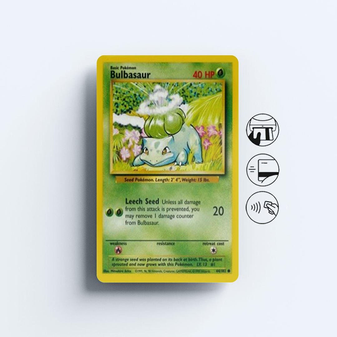 Card Skin Bulbasaur Base Set Trading Card Game Credit Card Sticker ...