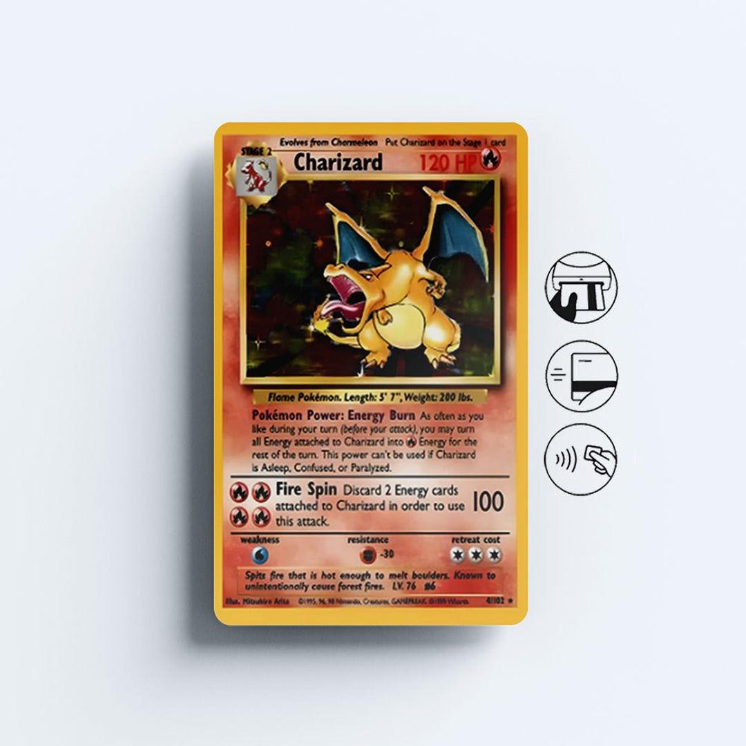 Card Skin Charizard Base Set Trading Card Game Credit Card Sticker ...