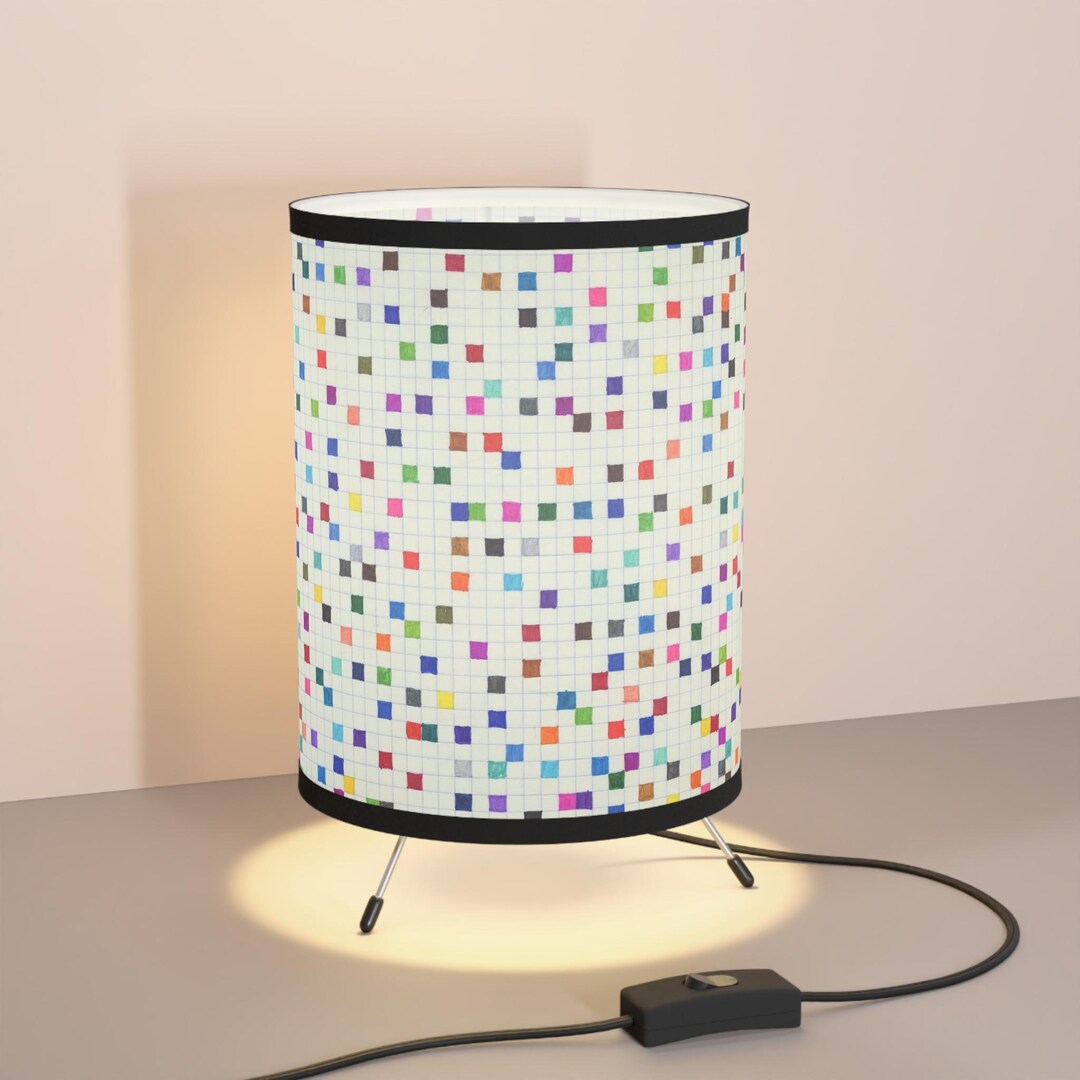 Geometric Tripod Lamp: Pixel Art Shade, Minimalist Home Decor - Etsy