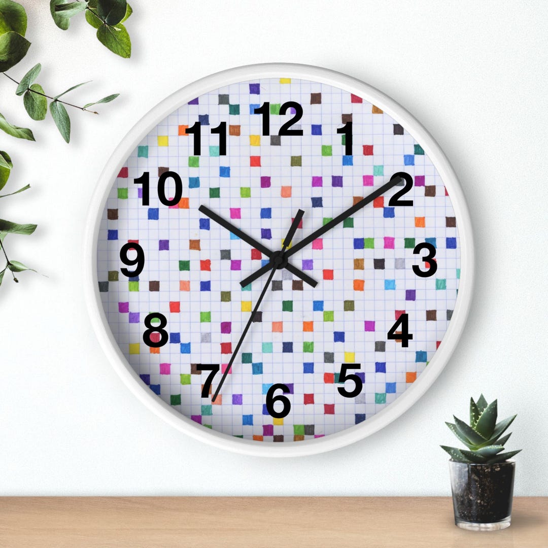 Geometric Pixel Art Wall Clock: Mid Century Modern Boho Decor - Etsy
