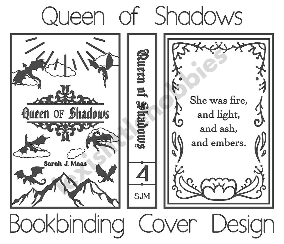 Queen of Shadows Bookbinding Cover Design | PNG Files | Digital ...