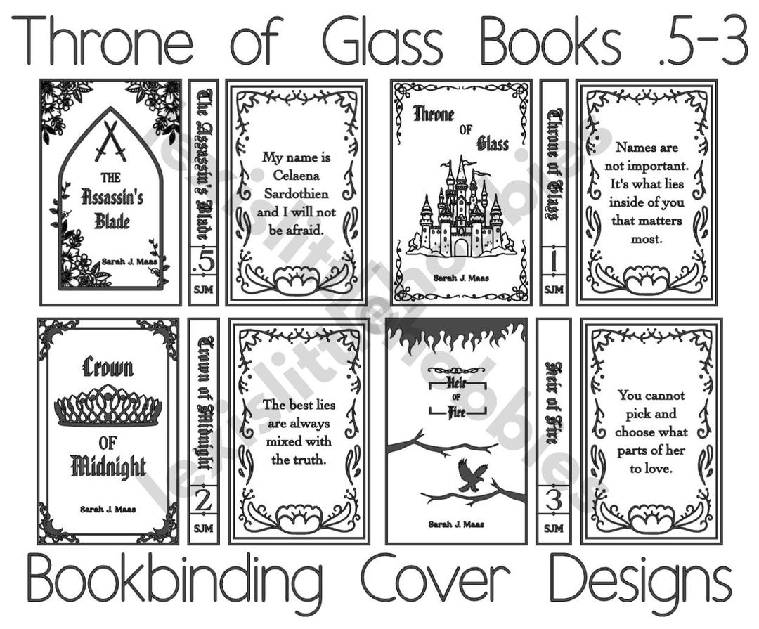 Throne of Glass Books .5-3 Bookbinding Cover Designs | PNG Files ...