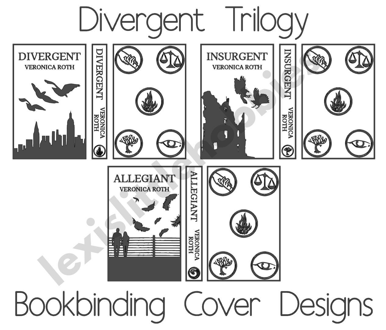 Divergent Trilogy Bookbinding Cover Designs | PNG Files | Digital Download - Etsy
