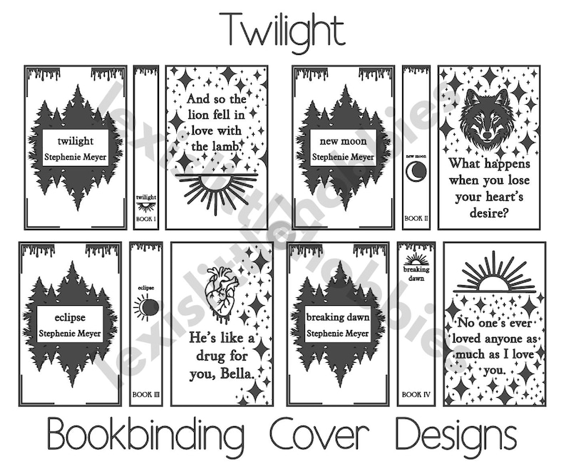 The Twilight Saga Bookbinding Cover Designs | PNG Files | Digital Download - Etsy