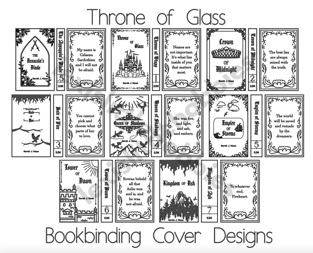 Throne of Glass Series Bookbinding Cover Designs | PNG Files | Digital ...