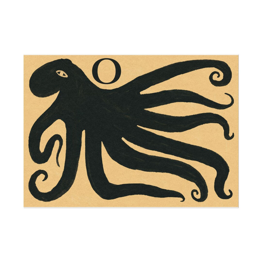 Octopus Fine Art Print, Folk Animal Silhouette - Etsy