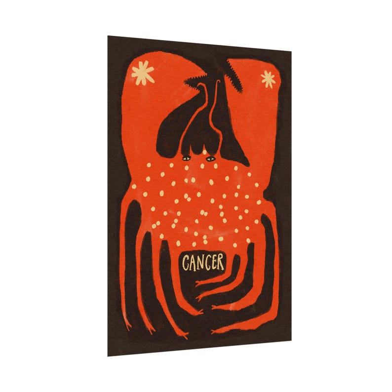 Cancer Zodiac Fine Art Print, Folk Art Illustration - Etsy