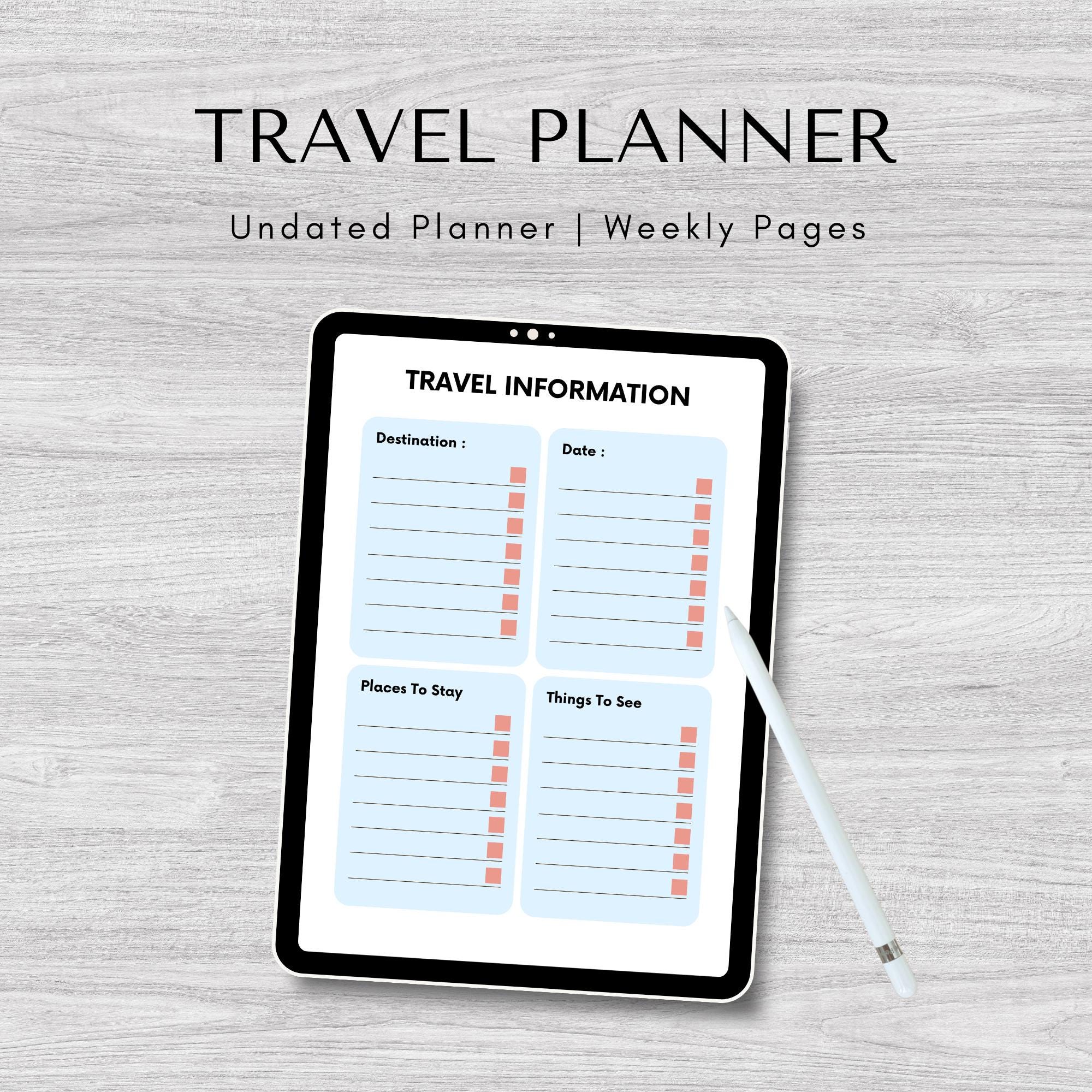 Printable Travel Planner | Digital Trip Organizer, Itinerary Planner ...