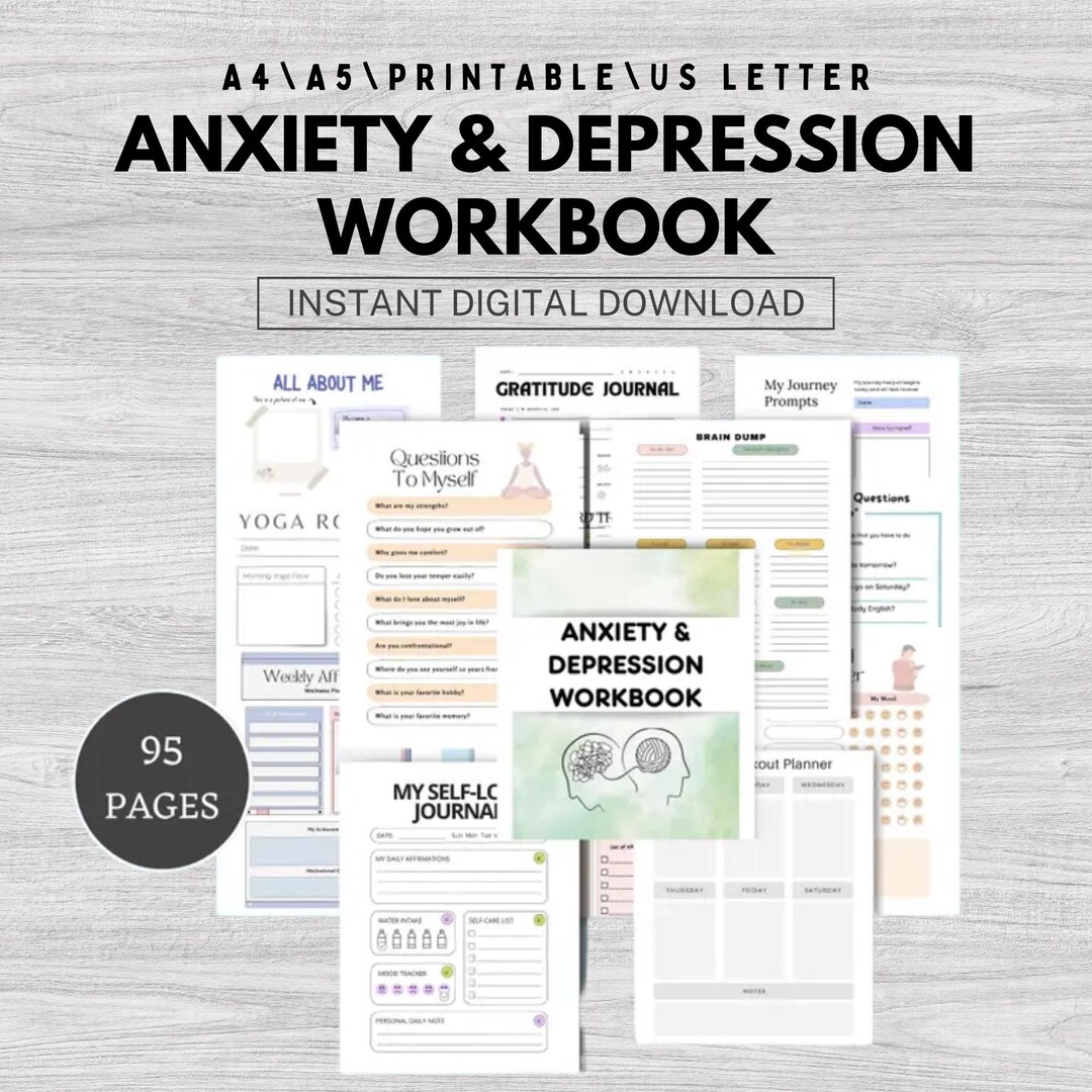 Editable Anxiety & Depression Planner Bundle | Mental Health Journal ...