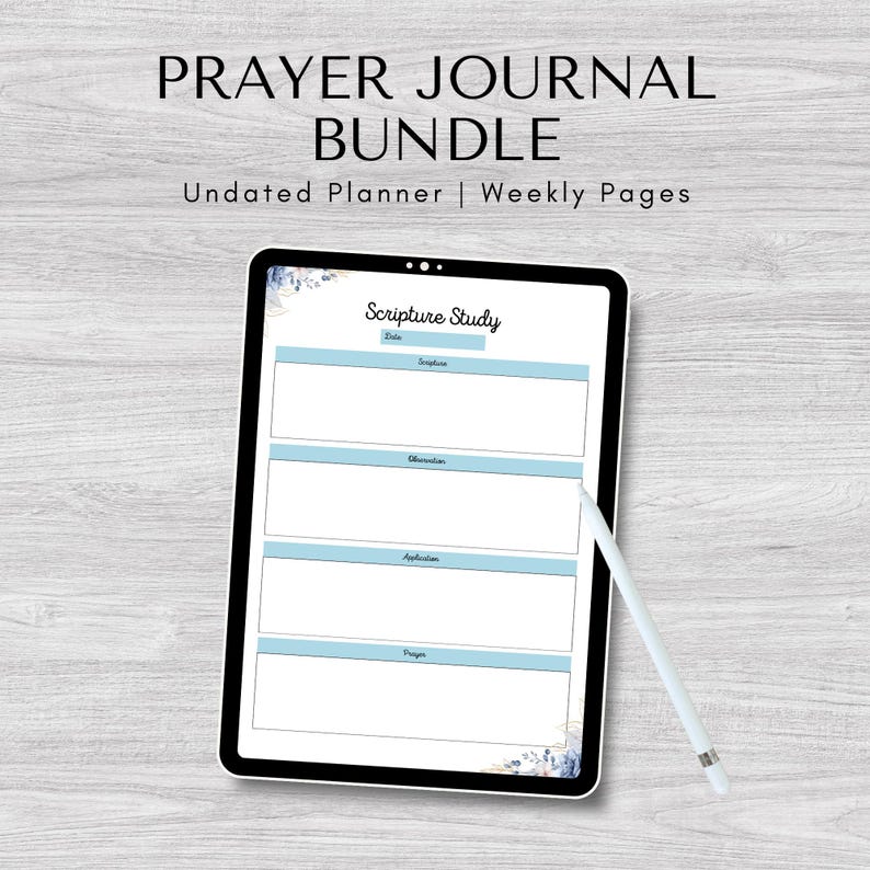 Printable Prayer Journal | Digital One-page Planner for Reflection ...