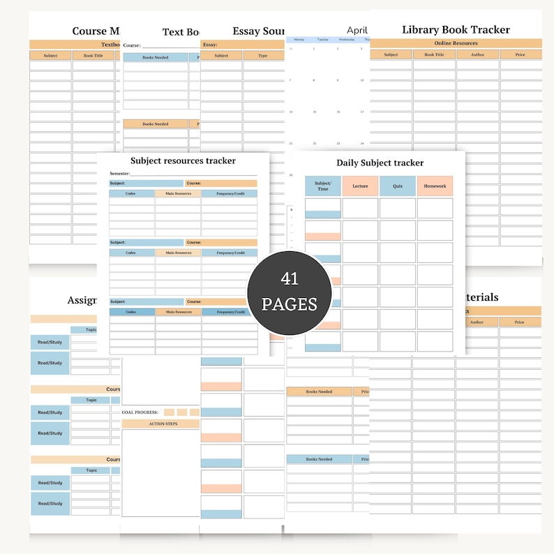 Digital College Planner, Printable Study Organizer & Goal Tracker ...