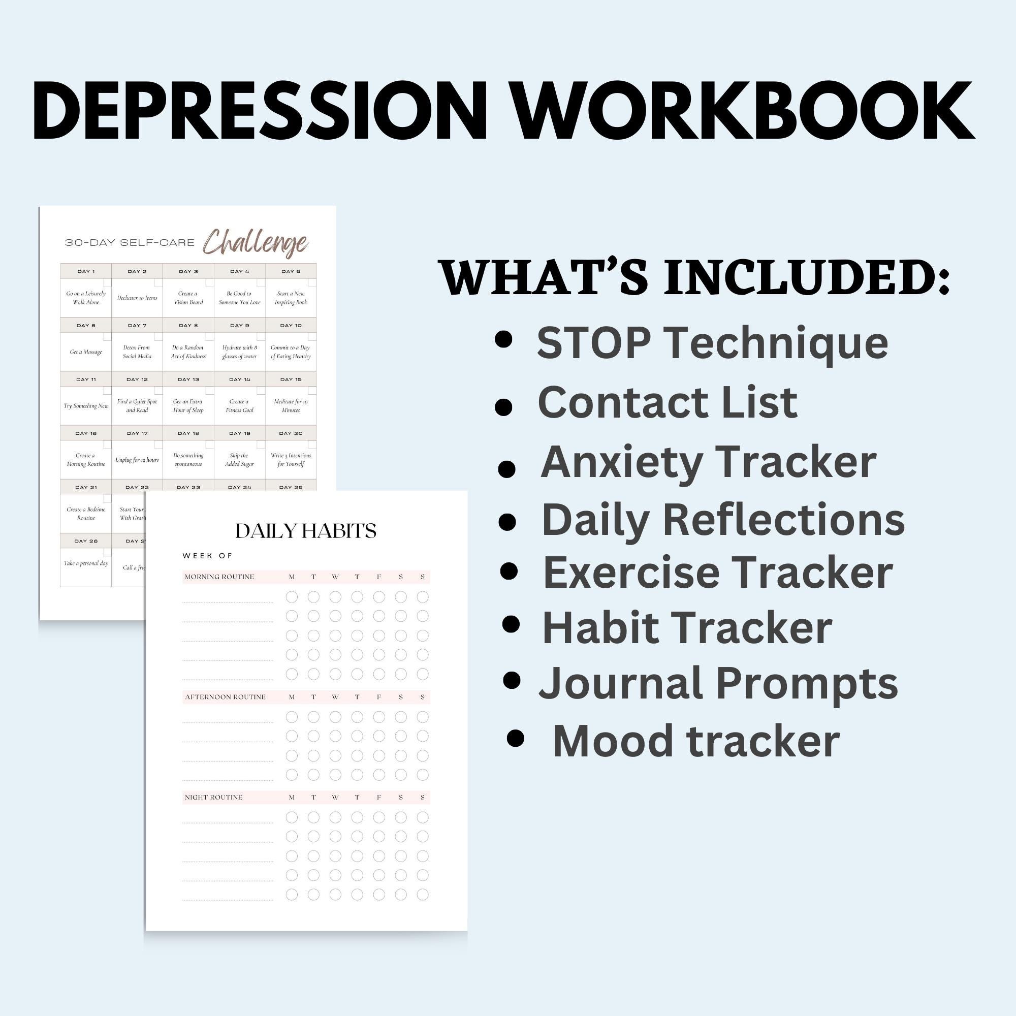Editable Anxiety & Depression Planner Bundle | Mental Health Journal ...