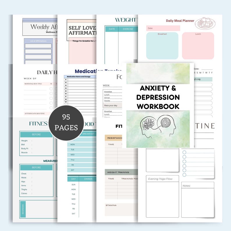 Editable Anxiety & Depression Planner Bundle Mental Health Journal ...