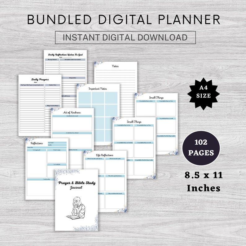 Printable Prayer Journal | Digital One-page Planner for Reflection ...