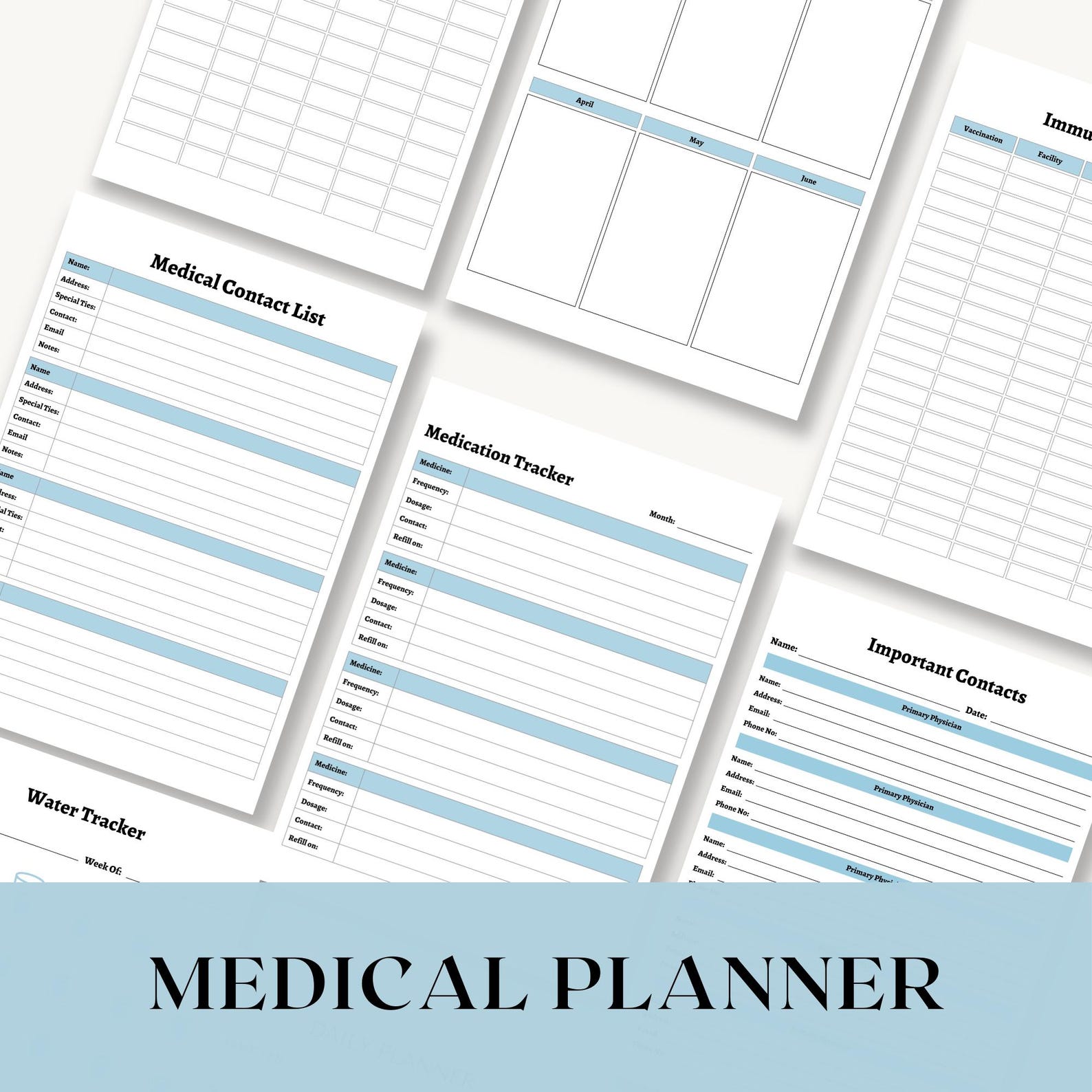 Digital Medical Planner | Printable Health Tracker, Medication Log ...