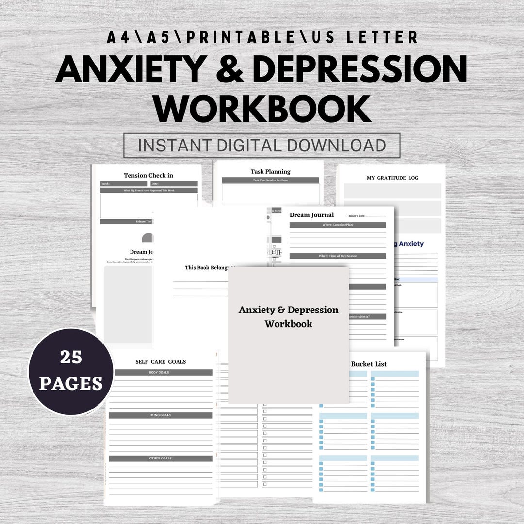 Digital Anxiety & Depression Workbook | Printable Mental Health Planner ...