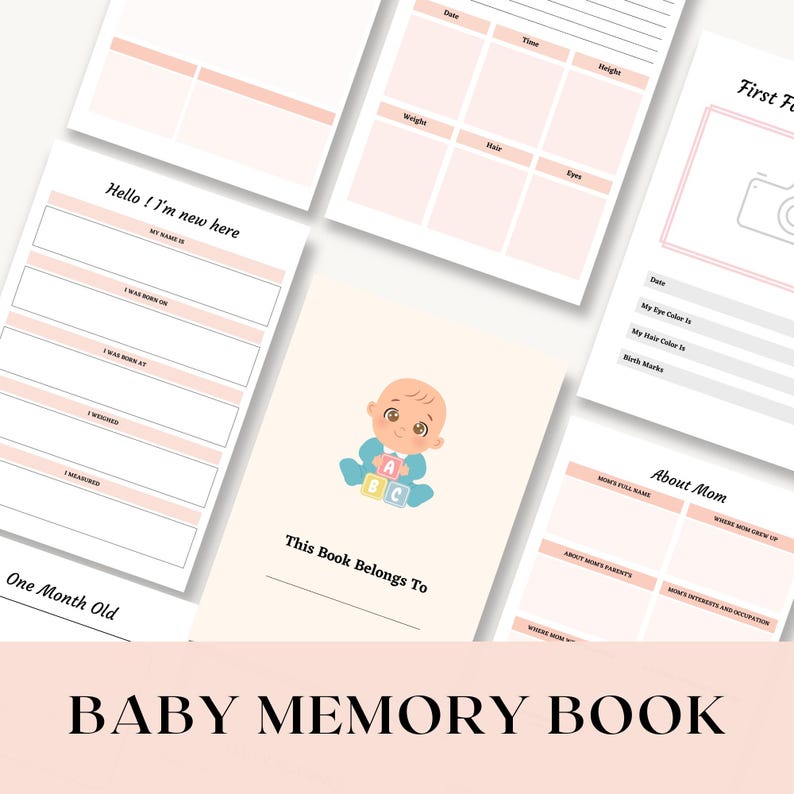 Digital Baby Memory Book | Printable Baby Journal & Milestone Tracker ...