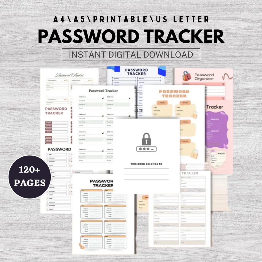 Printable Password Tracker Bundle, Secure & Stylish Organizer for ...