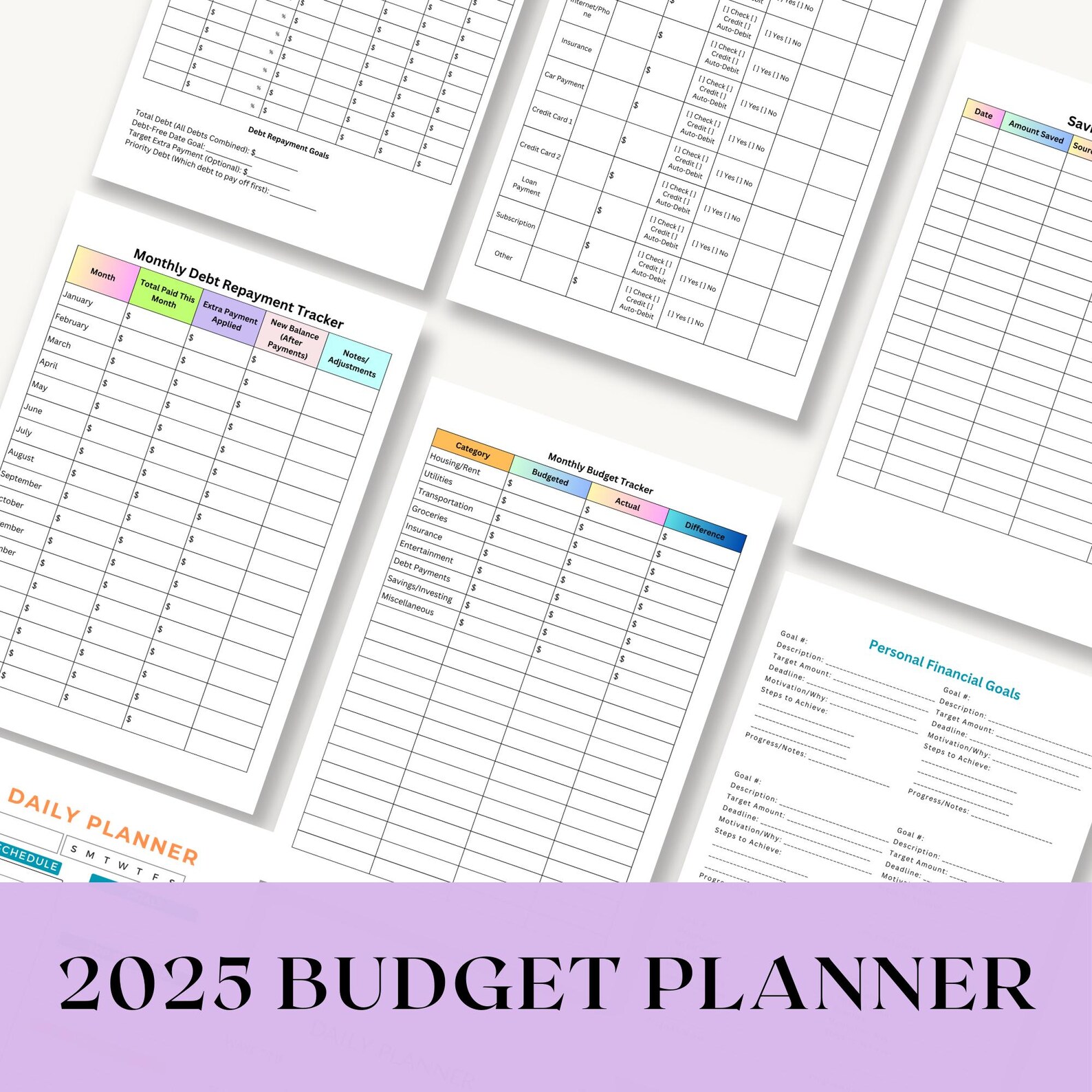 2025 Budget Planner | Digital Finance Tracker, Monthly Expense ...
