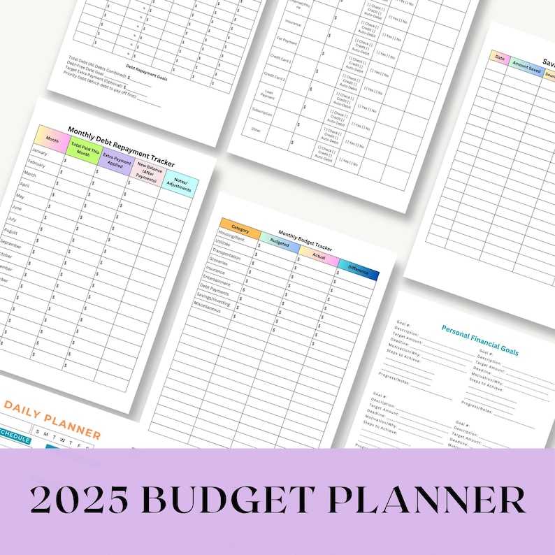 2025 Budget Planner | Digital Finance Tracker, Monthly Expense ...