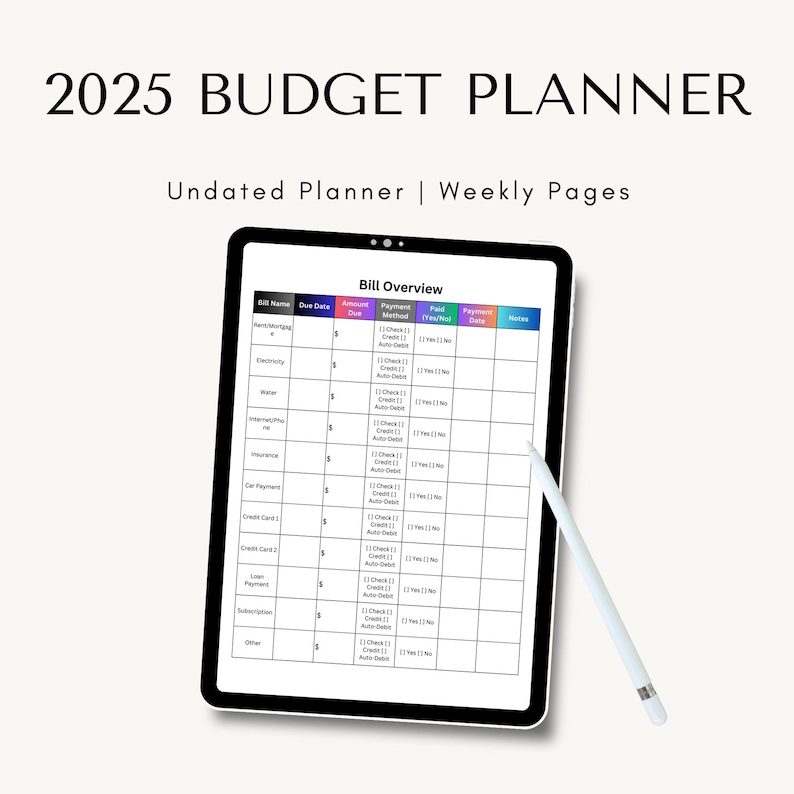 2025 Budget Planner Digital Finance Tracker, Monthly Expense Organizer ...
