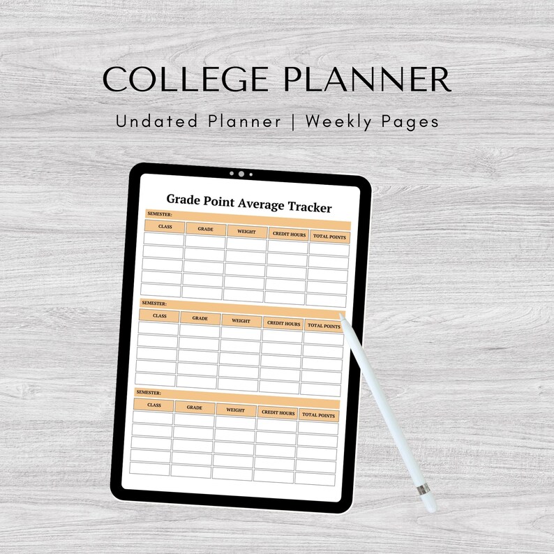 Digital College Planner, Printable Study Organizer & Goal Tracker ...