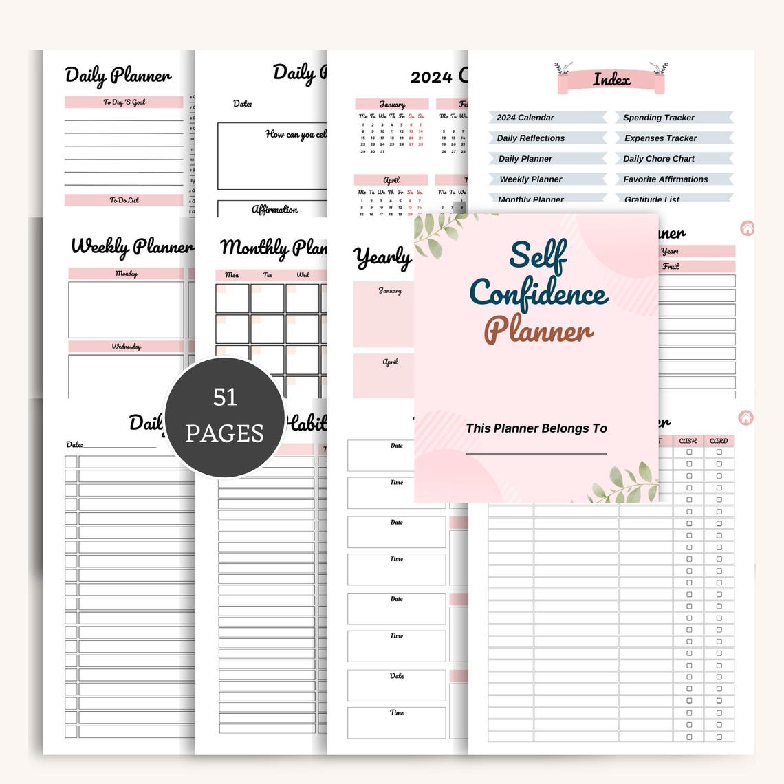 Self Confidence Planner, Empowerment Journal, Goal Setting Daily ...