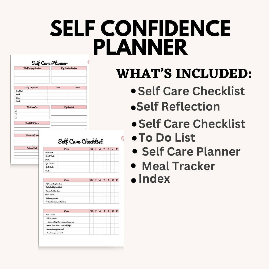 Self Confidence Planner, Empowerment Journal, Goal Setting Daily ...