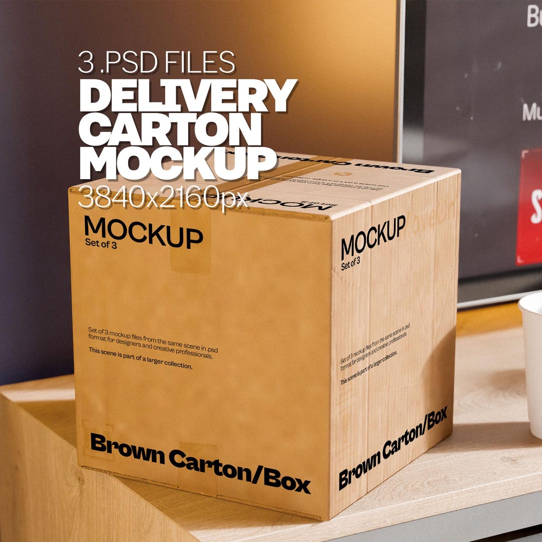 Brown Delivery Box/carton Mockup Bundle for Delivery Box Mockups - 3 ...