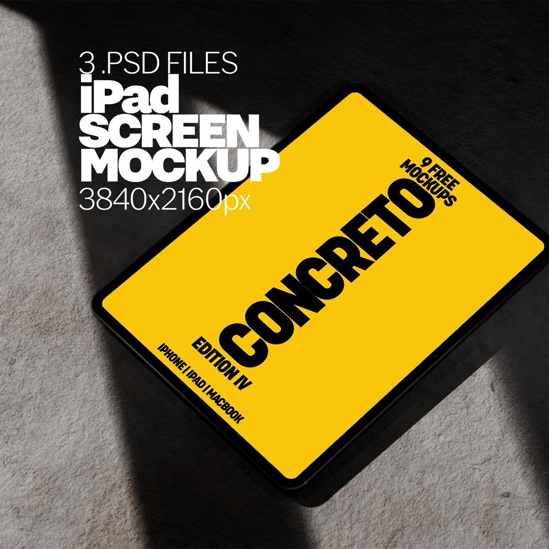 4K iPad Mockup PSD: Concrete Scene Branding Presentation - Etsy