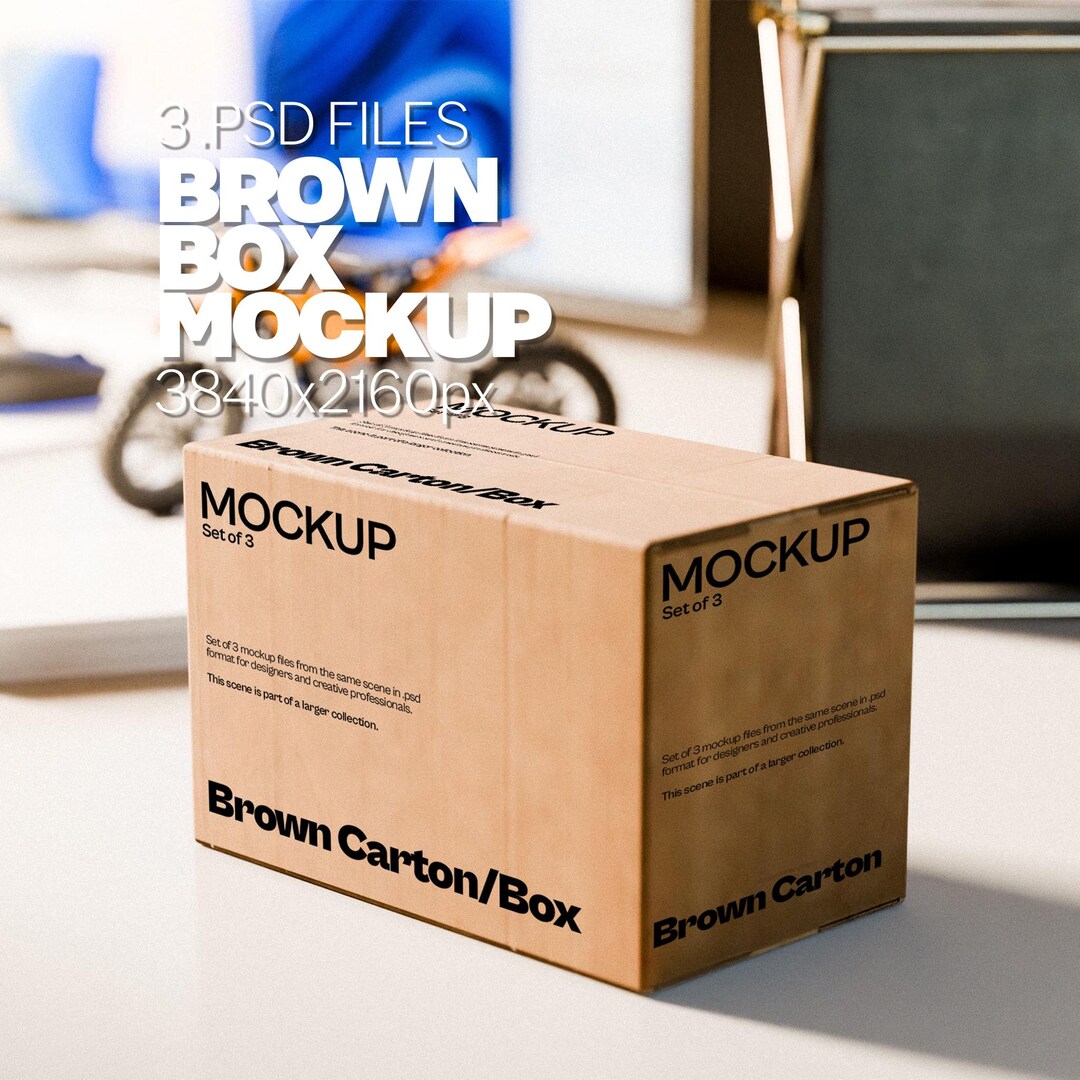 Brown Carton Box Mockup Bundle – 3 PSD Files - Etsy