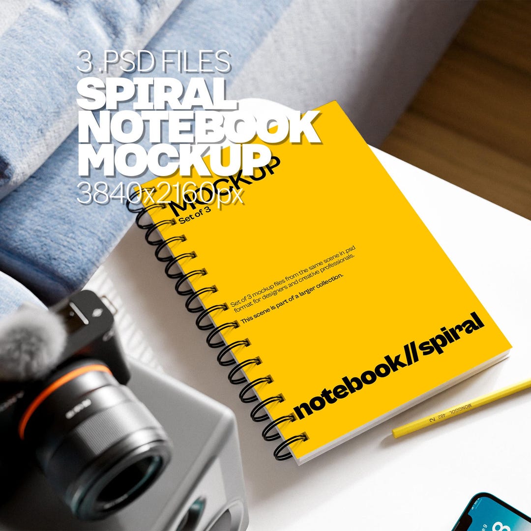 Sublimation Spiral Notebook Mockup Bundle for POD Businesses - 3 Psd ...