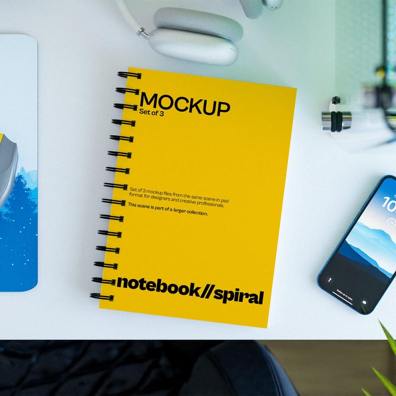 Spiral Sublimation Notebook Mockup Bundle Placed on a White Table for ...