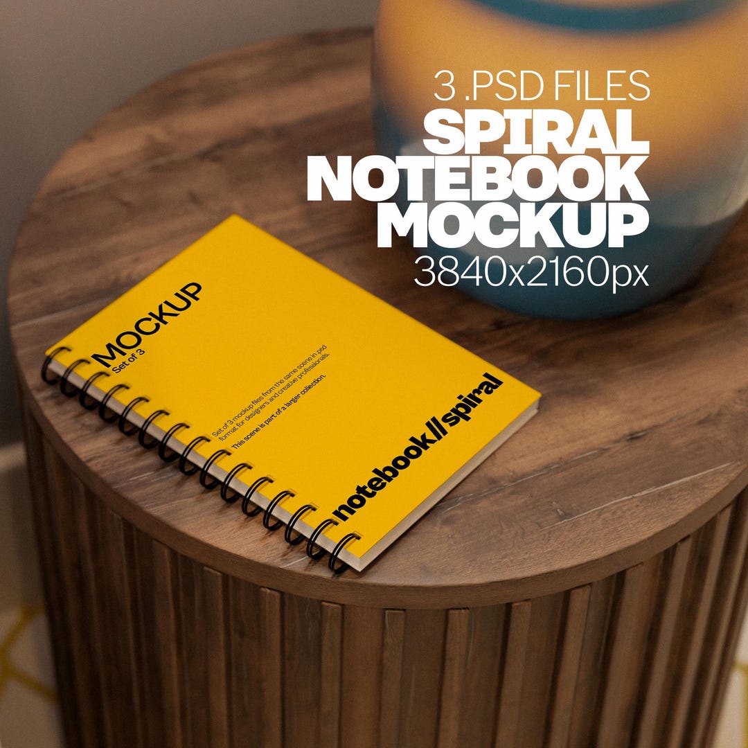 Sublimation Spiral Notebook Mockup Bundle Placed on a Nightstand for ...