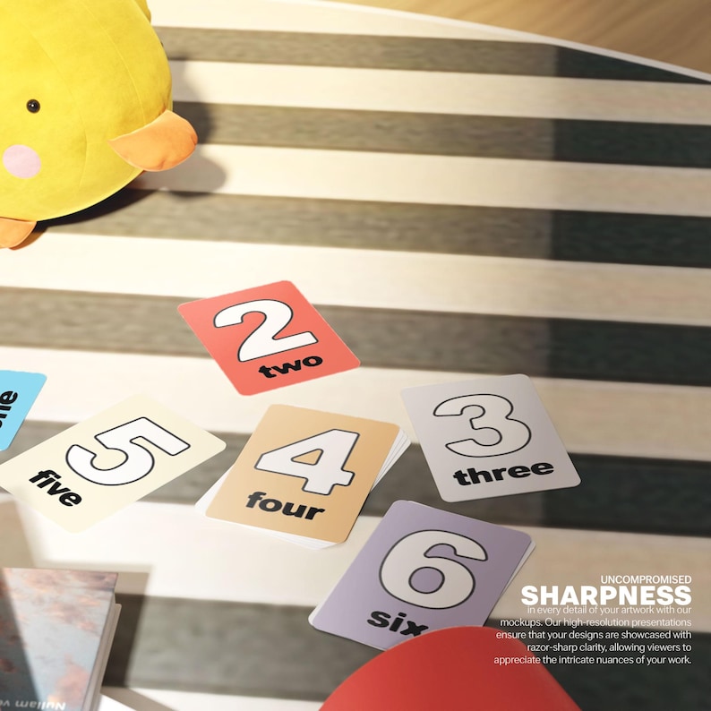 Children's Flashcard Mockup Bundle Stage in a Kid's Room - 7 Psd Files ...